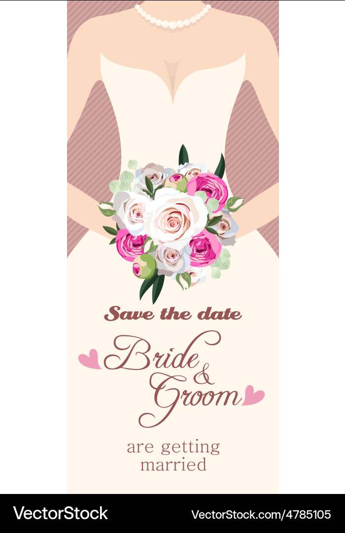 Bride with bouquet of roses Royalty Free Vector Image