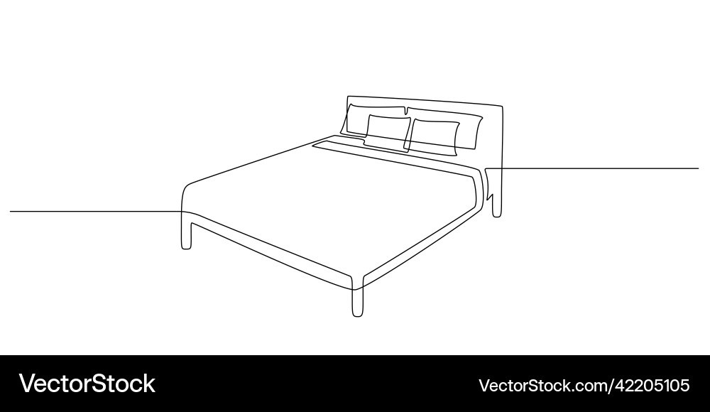 Continuous one line drawing of double bed Vector Image