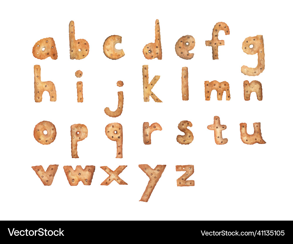Cookie alphabet baking abc watercolor Royalty Free Vector