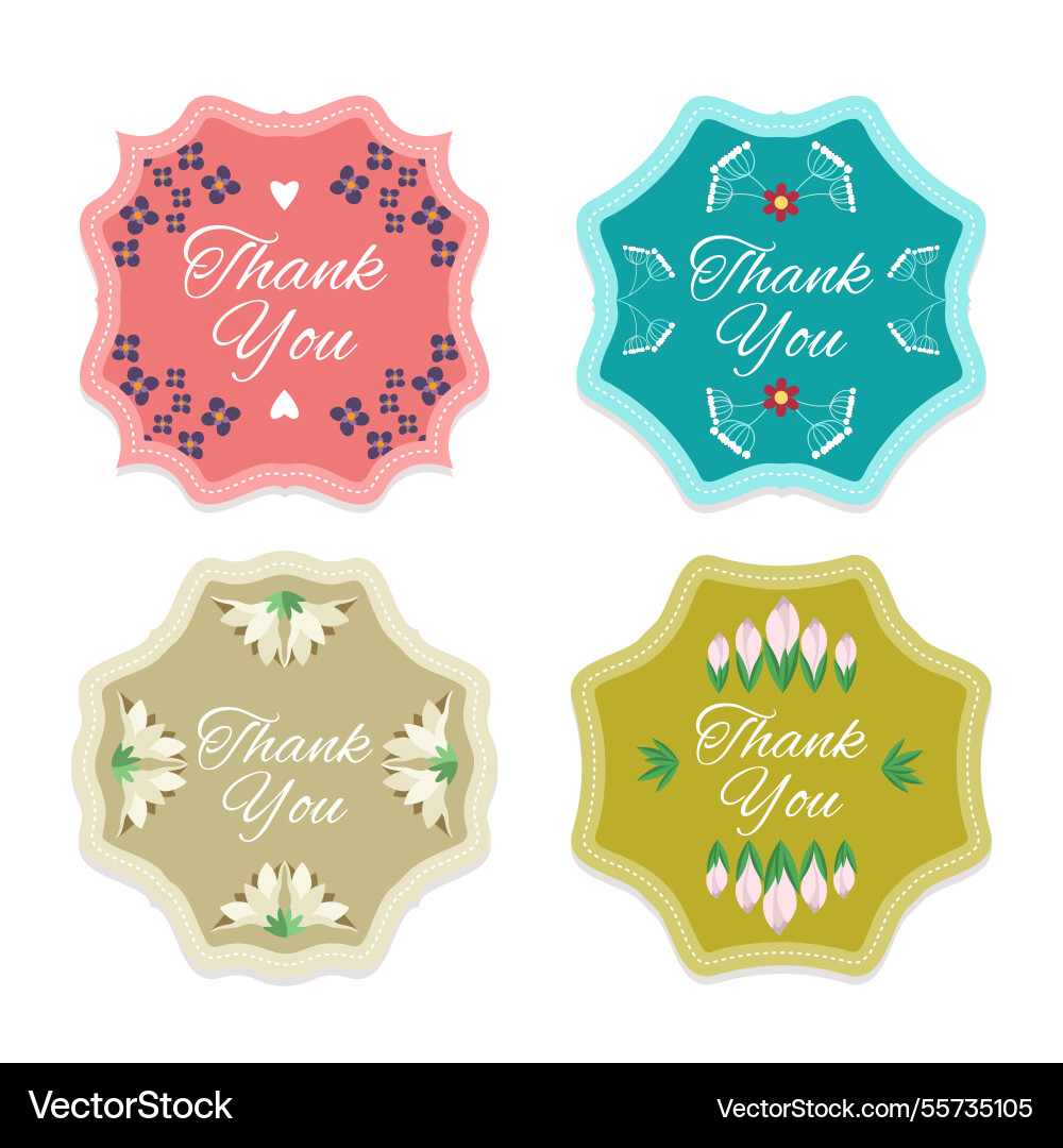 Geometric thank you labels Royalty Free Vector Image