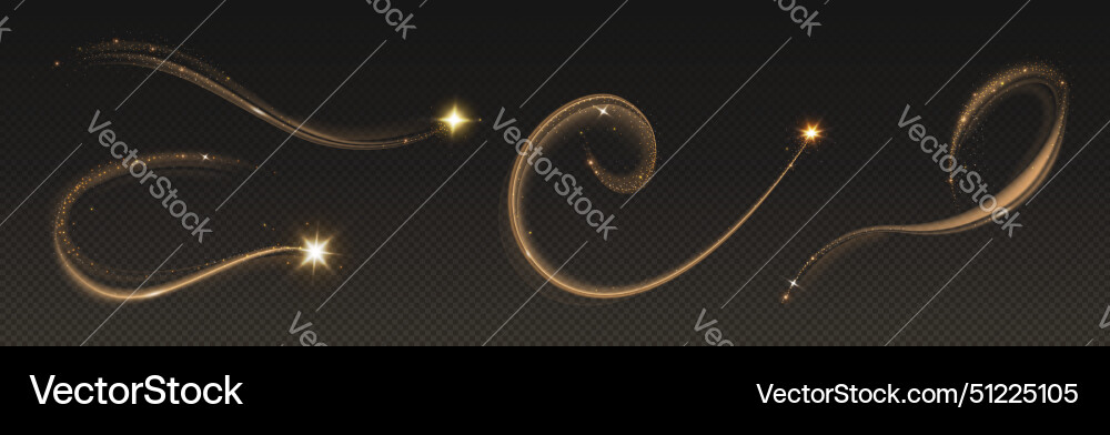 Magic gold star trail with glitter light dust Vector Image