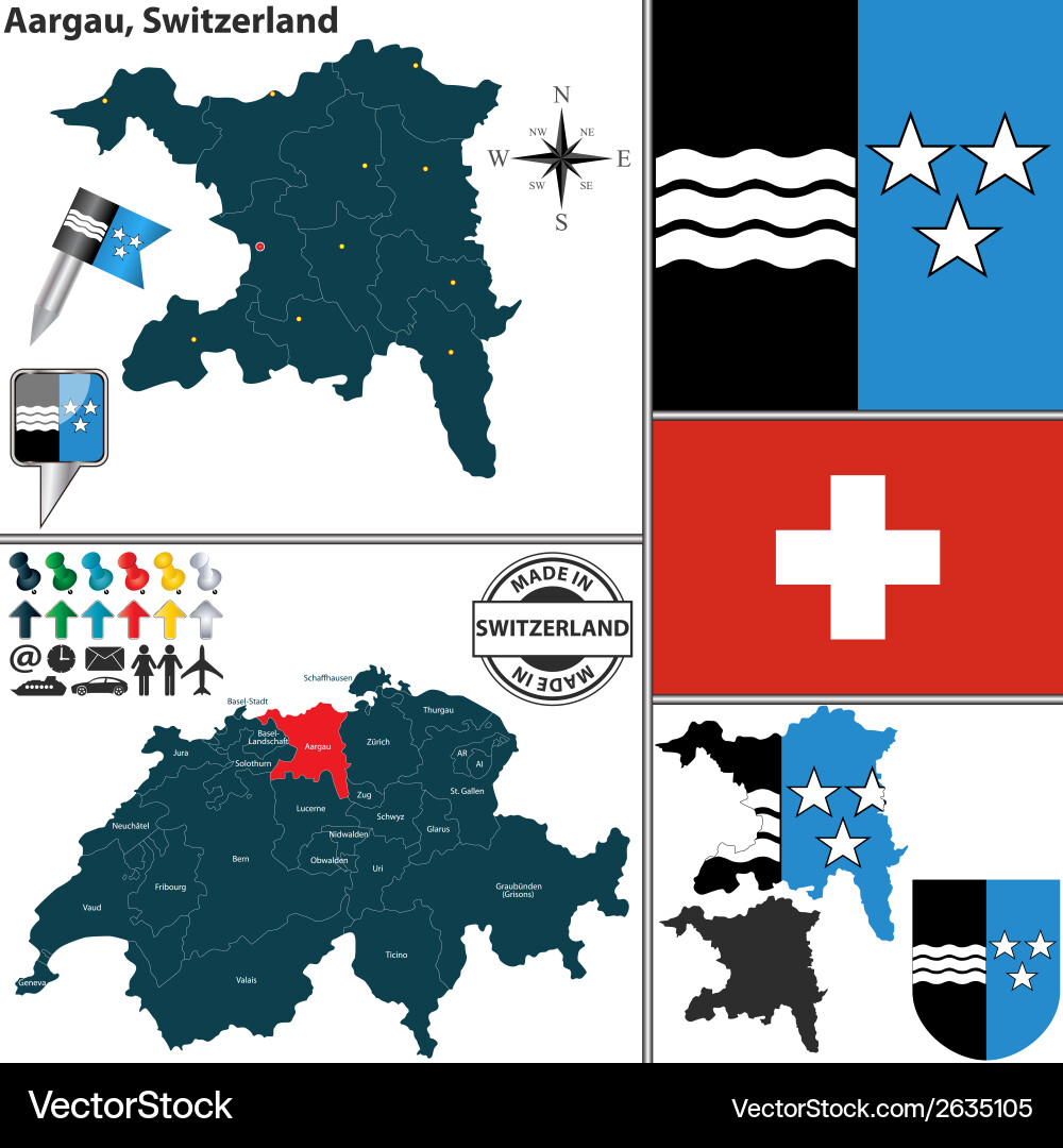 Map of aargau Royalty Free Vector Image - VectorStock