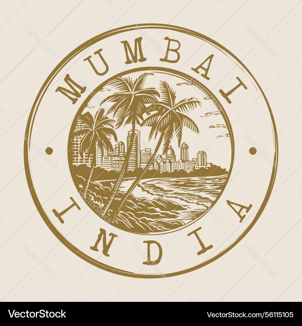 Mumbai india stamp city Royalty Free Vector Image