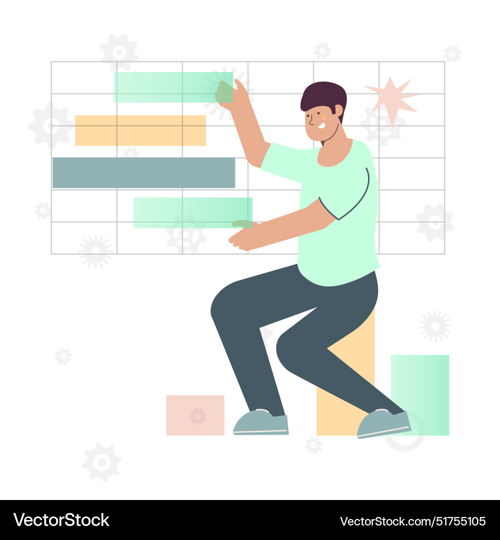 Project manager reviewing charts Royalty Free Vector Image