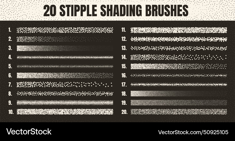 Stipple scatter brush ink drawing and texturing Vector Image