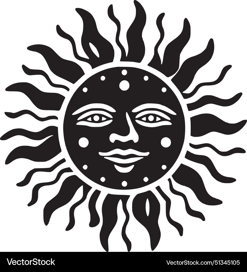 Sun - black and white Royalty Free Vector Image