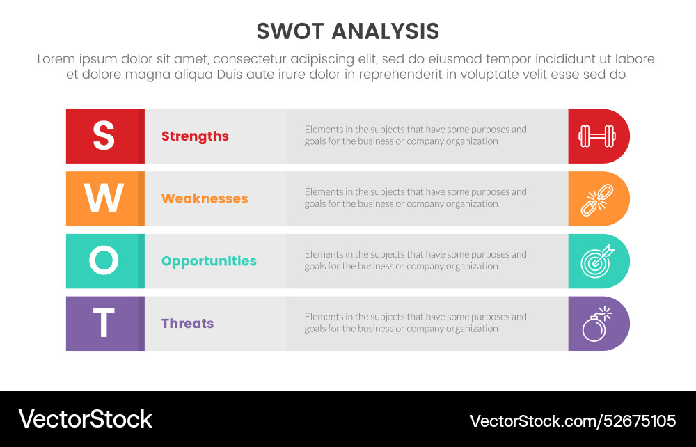 Swot analysis concept infographic template banner Vector Image