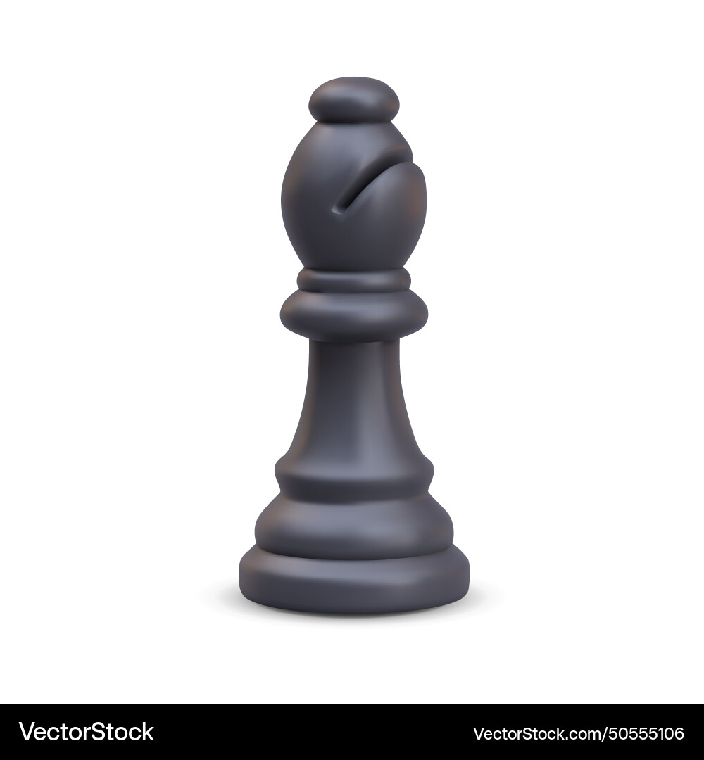 Black chess piece bishop realistic element Vector Image