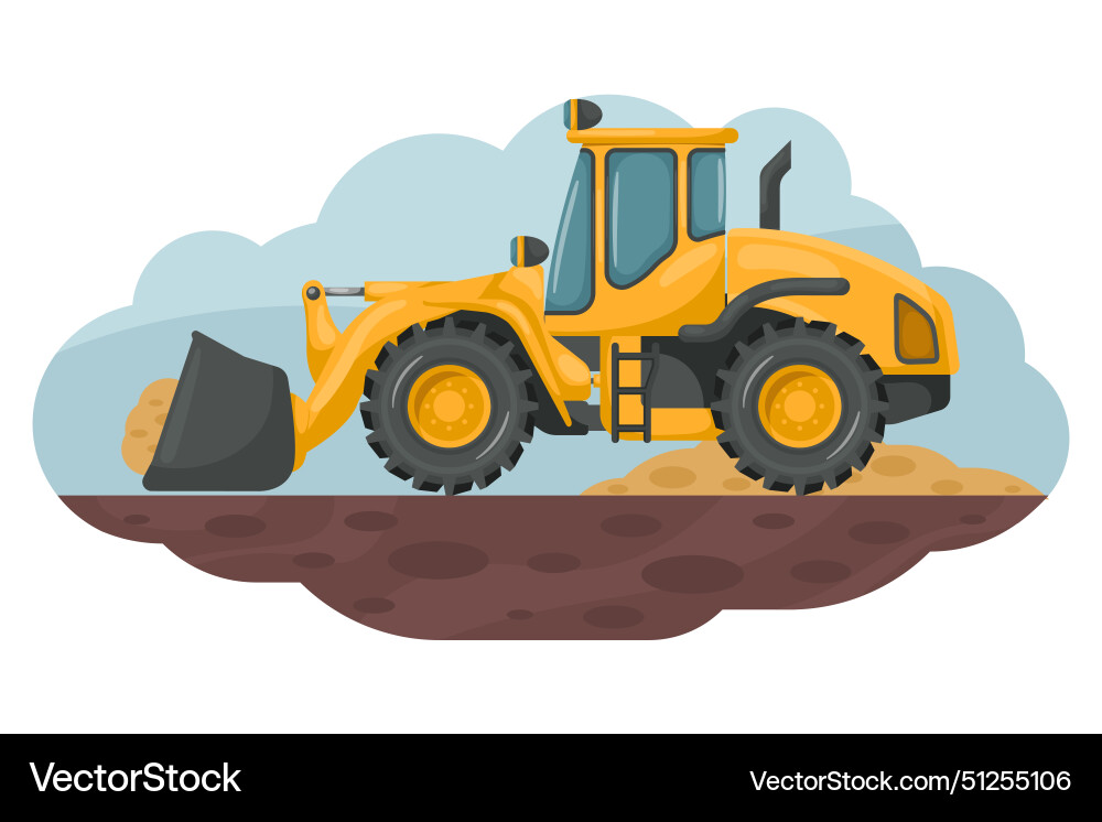 Cartoon of front loader loading sand heavy Vector Image
