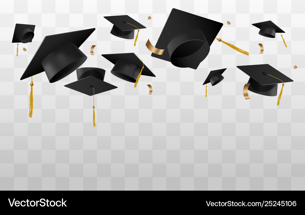 Celebratory Graduation Caps Royalty Free Vector Image