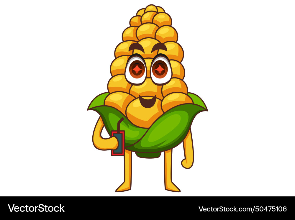 Cute corn character design Royalty Free Vector Image