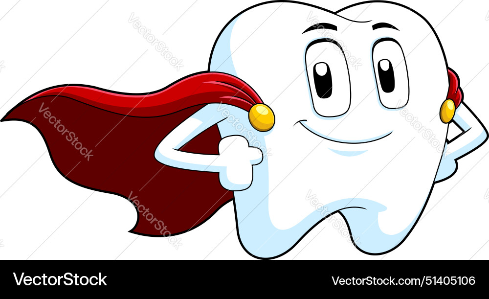 Cute superhero tooth cartoon character Royalty Free Vector