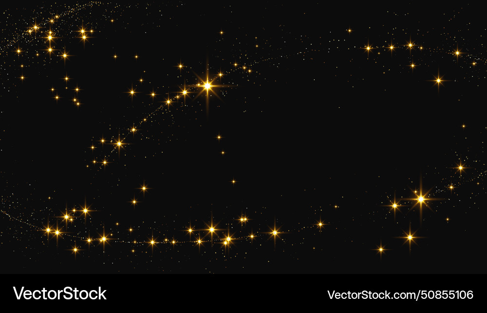 Gold glittering confetti wave and stardust Vector Image