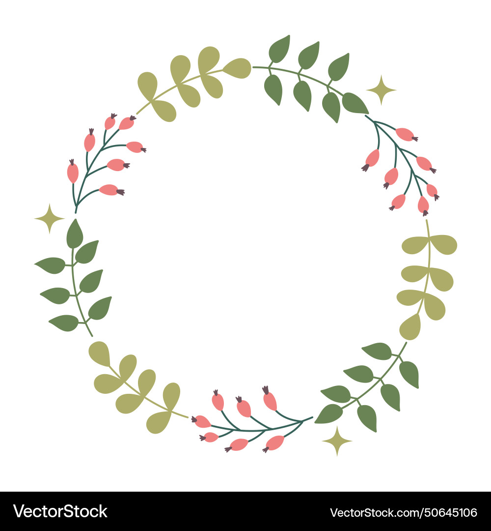 Hand drawn round frame from spring leaves Vector Image