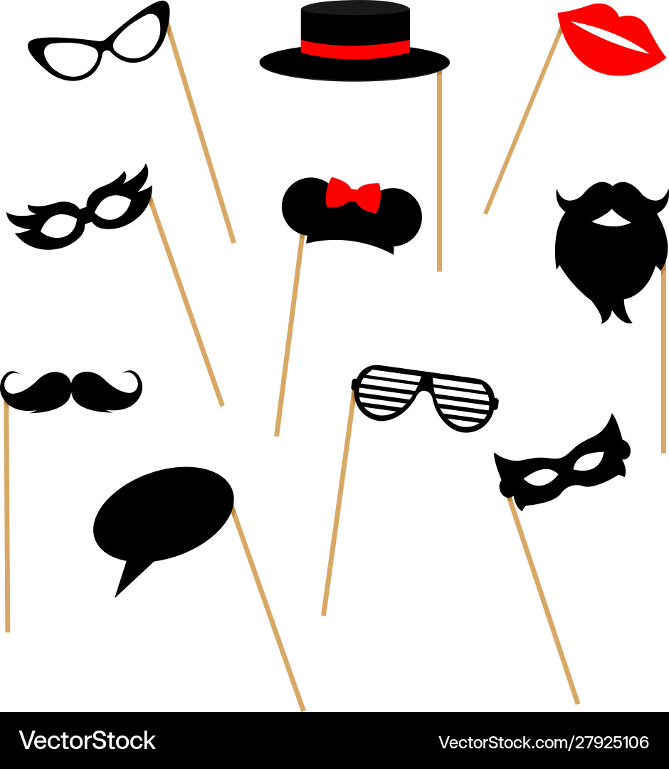 Photo booth props collection for party isolated Vector Image
