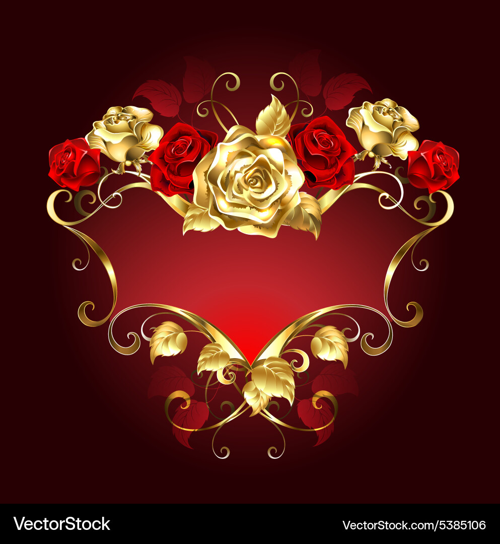 Red banner with roses Royalty Free Vector Image