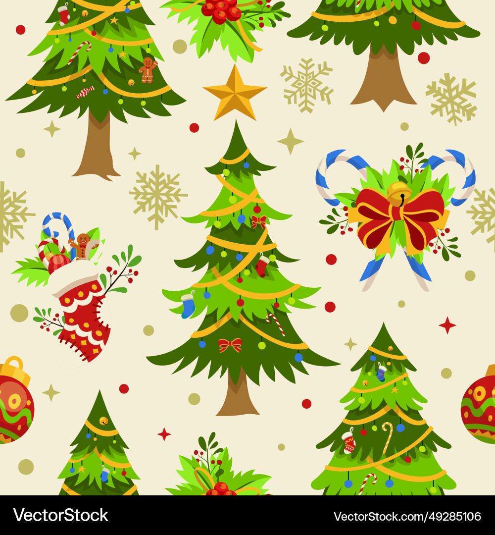 Seamless pattern of christmas tree Royalty Free Vector Image
