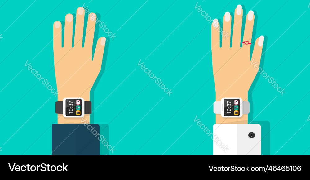 Time wrist watch clock on hand flat cartoon Vector Image
