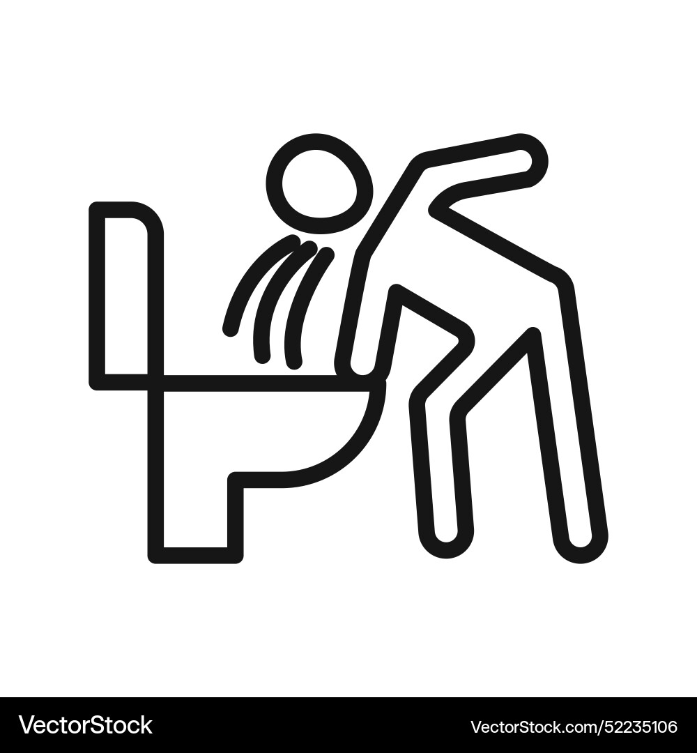 Vomiting in bathroom icon black line art logo Vector Image