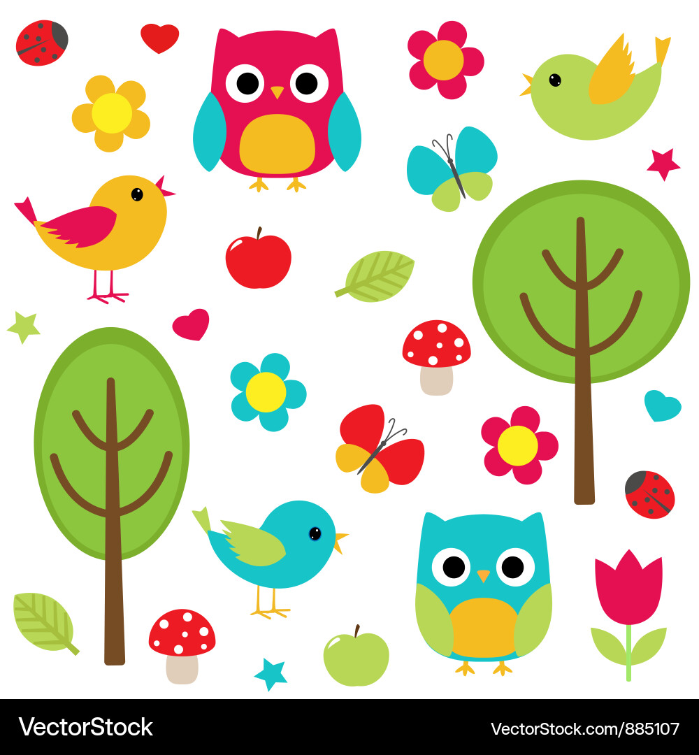 Cute Nature Elements Set Royalty Free Vector Image