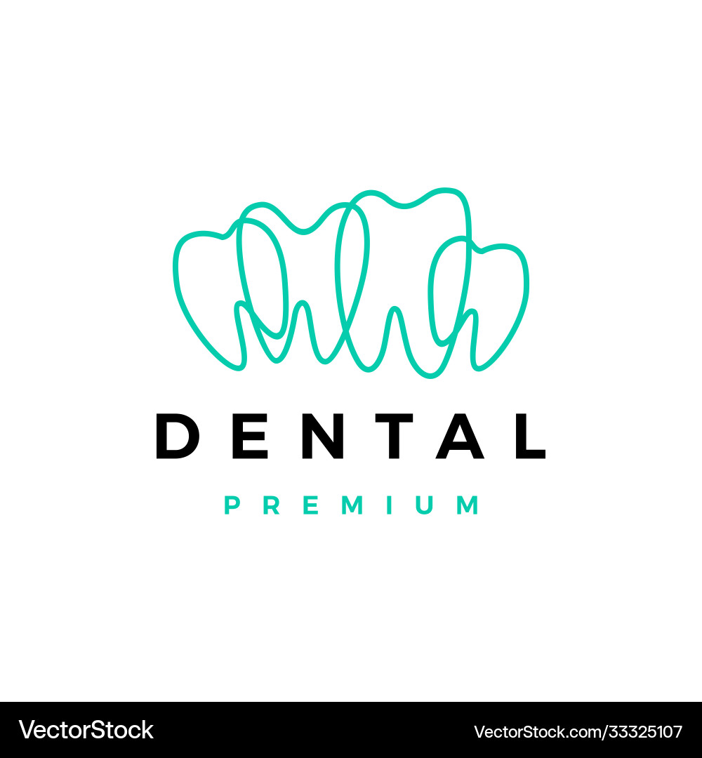 Dental tooth teeth outline logo icon Royalty Free Vector