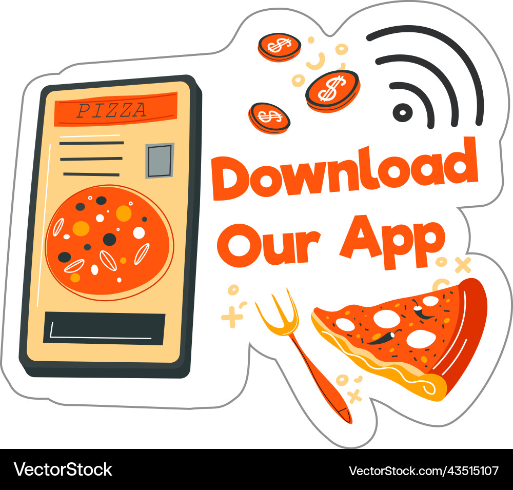 Download our application pizza with delivery Vector Image
