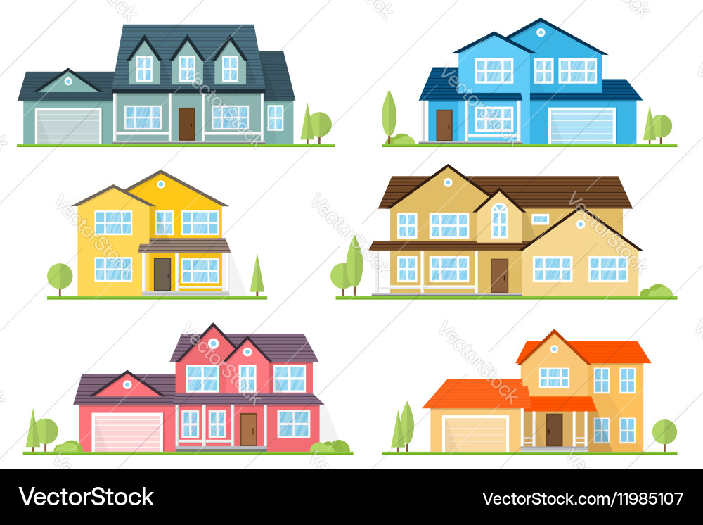 Flat icon suburban american house Royalty Free Vector Image
