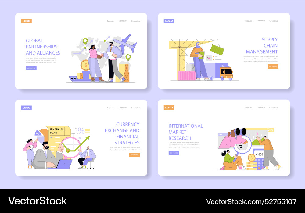 Global market expansion flat Royalty Free Vector Image