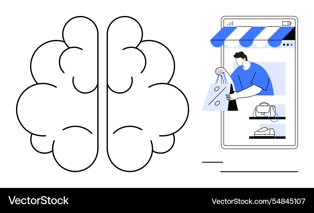 Human brain and online shopping concept - mind and