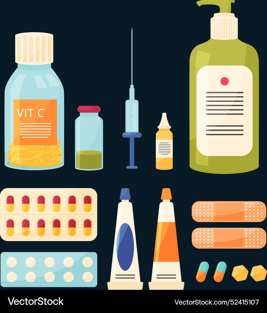 Pharmacist objects collection Royalty Free Vector Image
