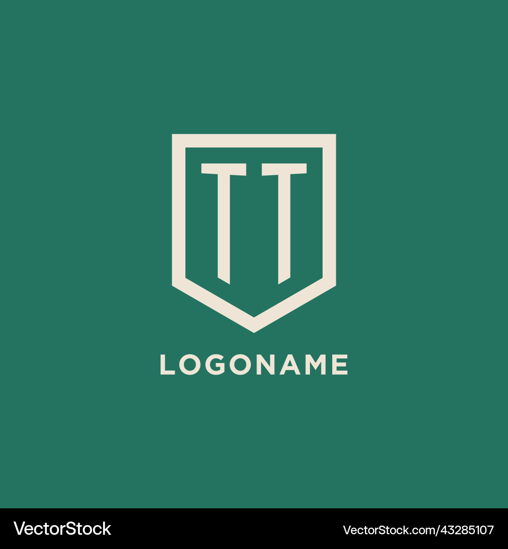 Tt initial logo monogram shield geometric shape Vector Image