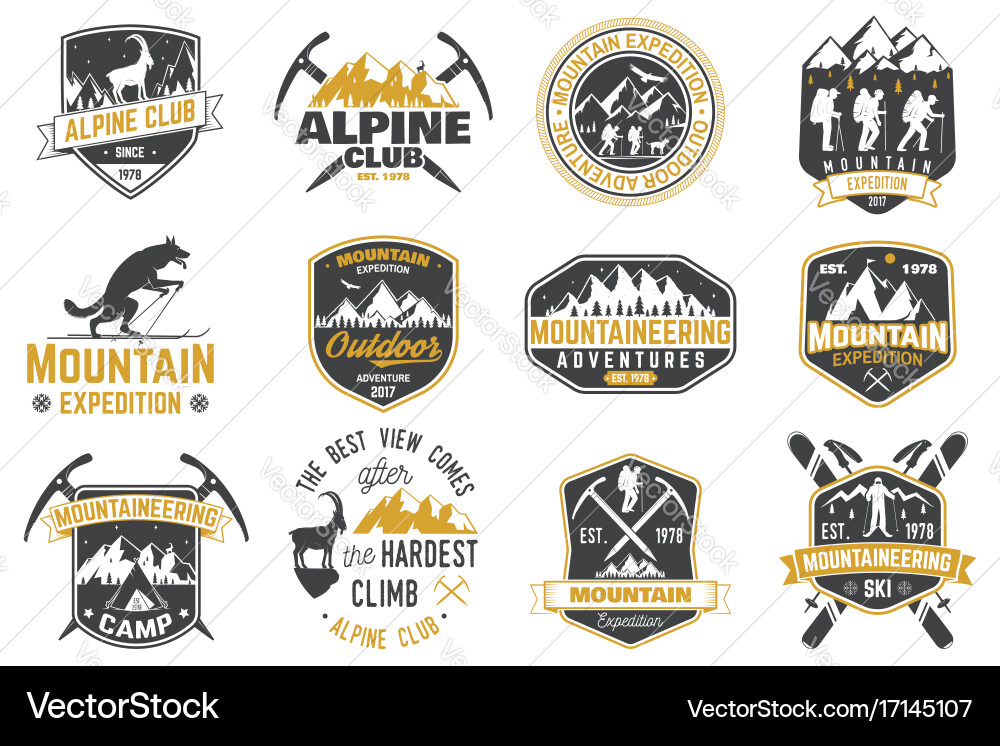 Vintage typography design with mountaineers Vector Image
