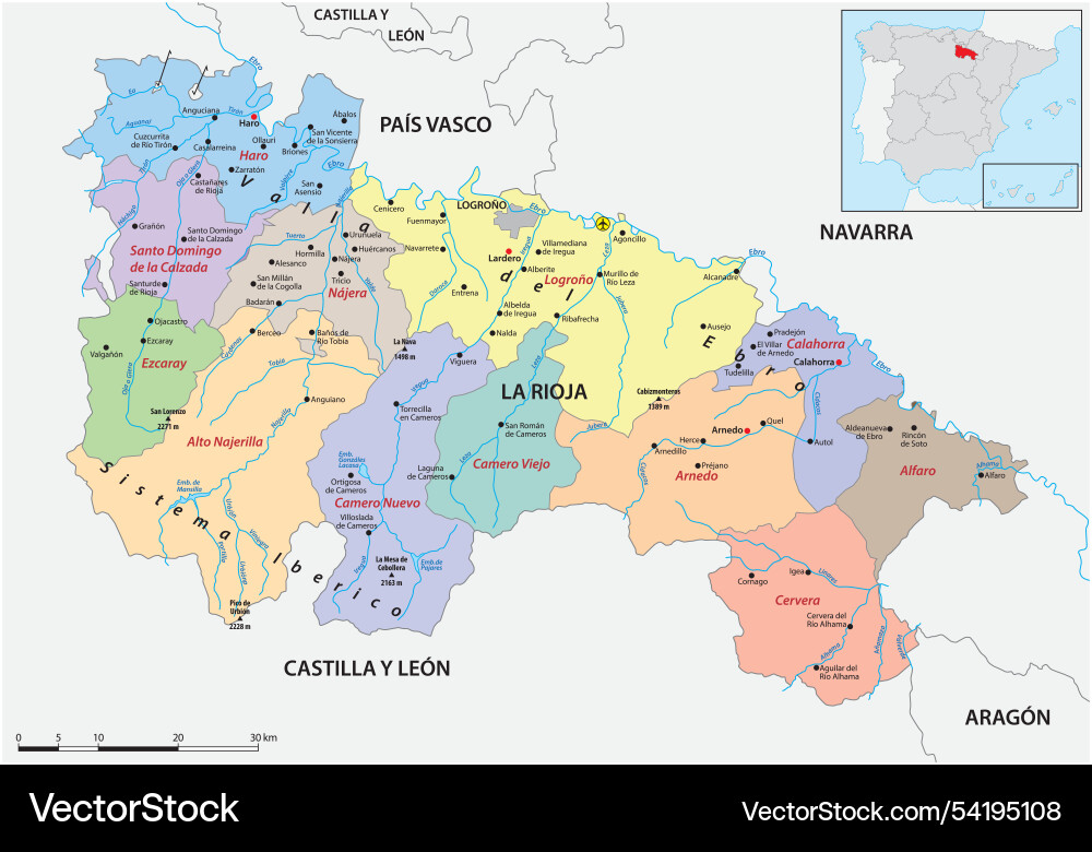 Administrative map of la rioj Royalty Free Vector Image