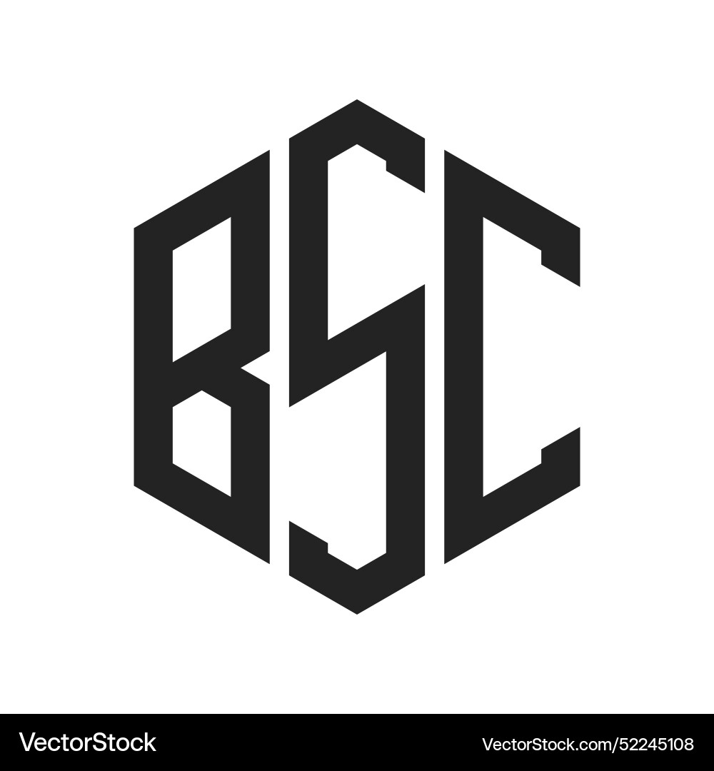 Bsc logo design initial letter monogram Royalty Free Vector