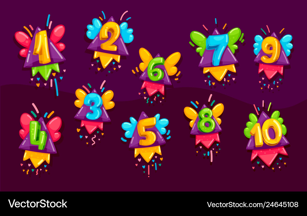 Cartoon kids color numbers set Royalty Free Vector Image