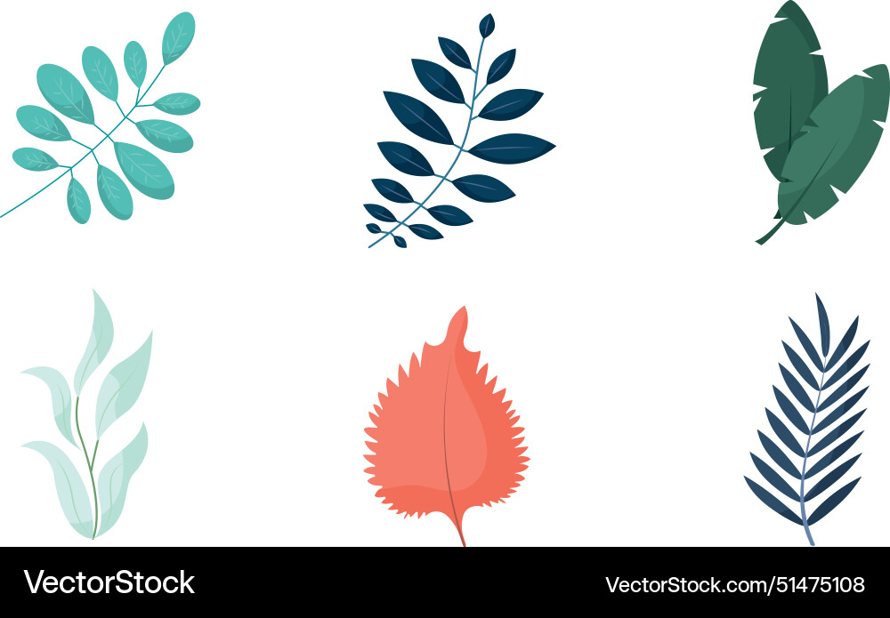 Colored leaves icons set Royalty Free Vector Image