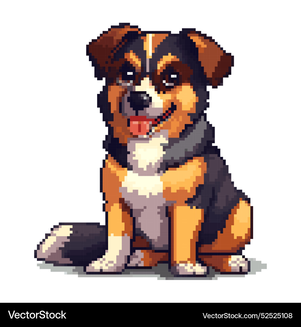 Dog pixel art mixes breed cute puppy 8 bit Vector Image