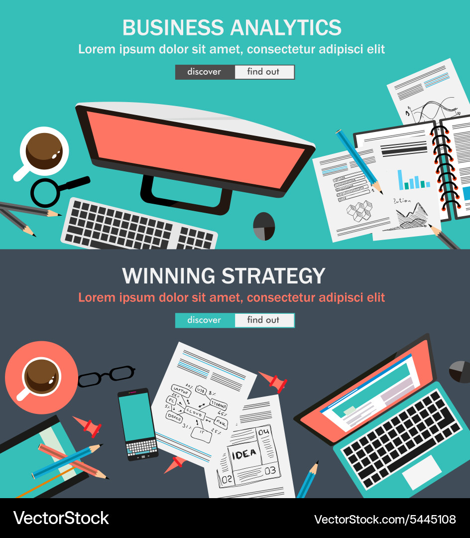 Flat style design concepts for business strategy Vector Image