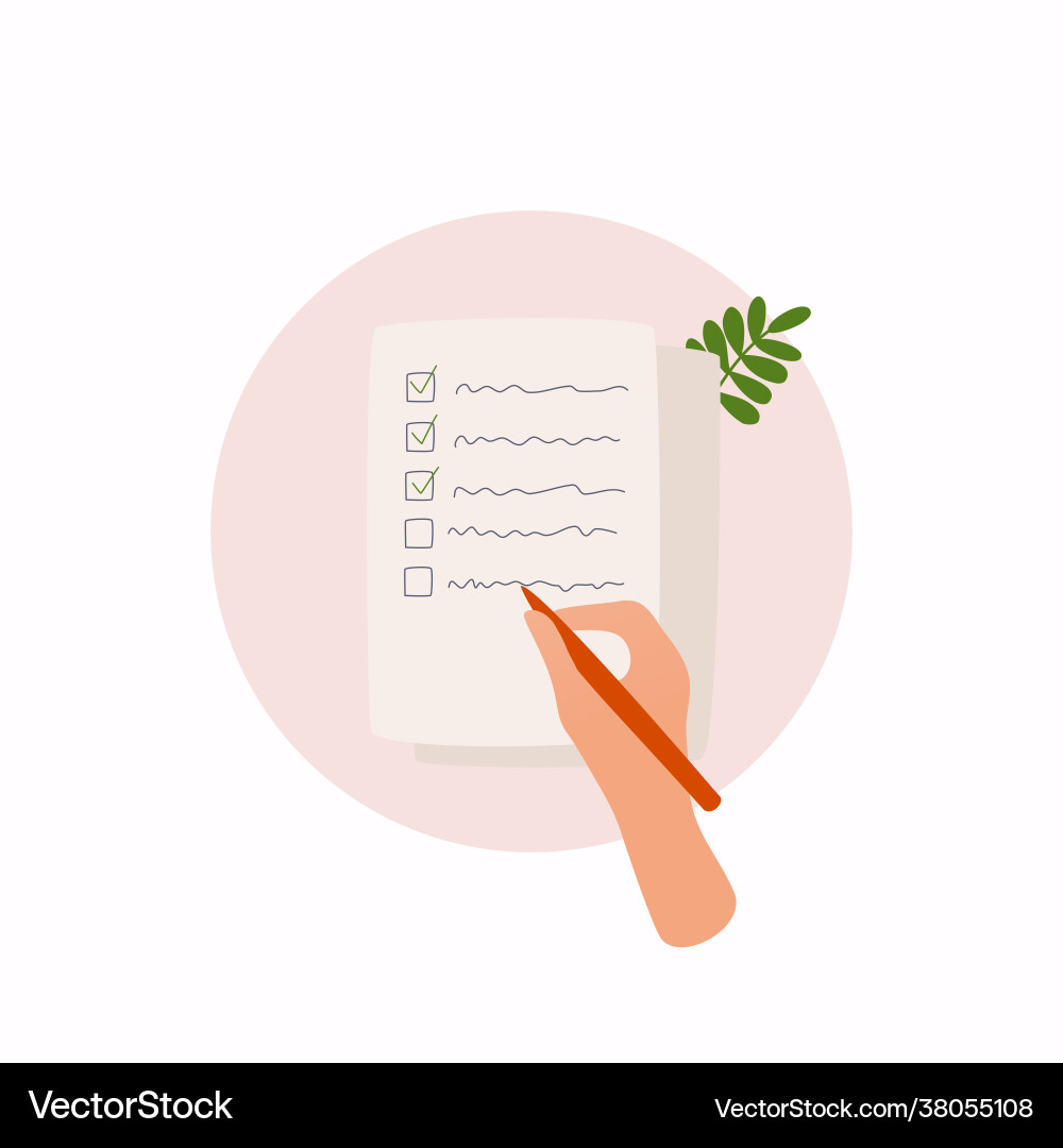 Hands holding paper sheet with check list Vector Image
