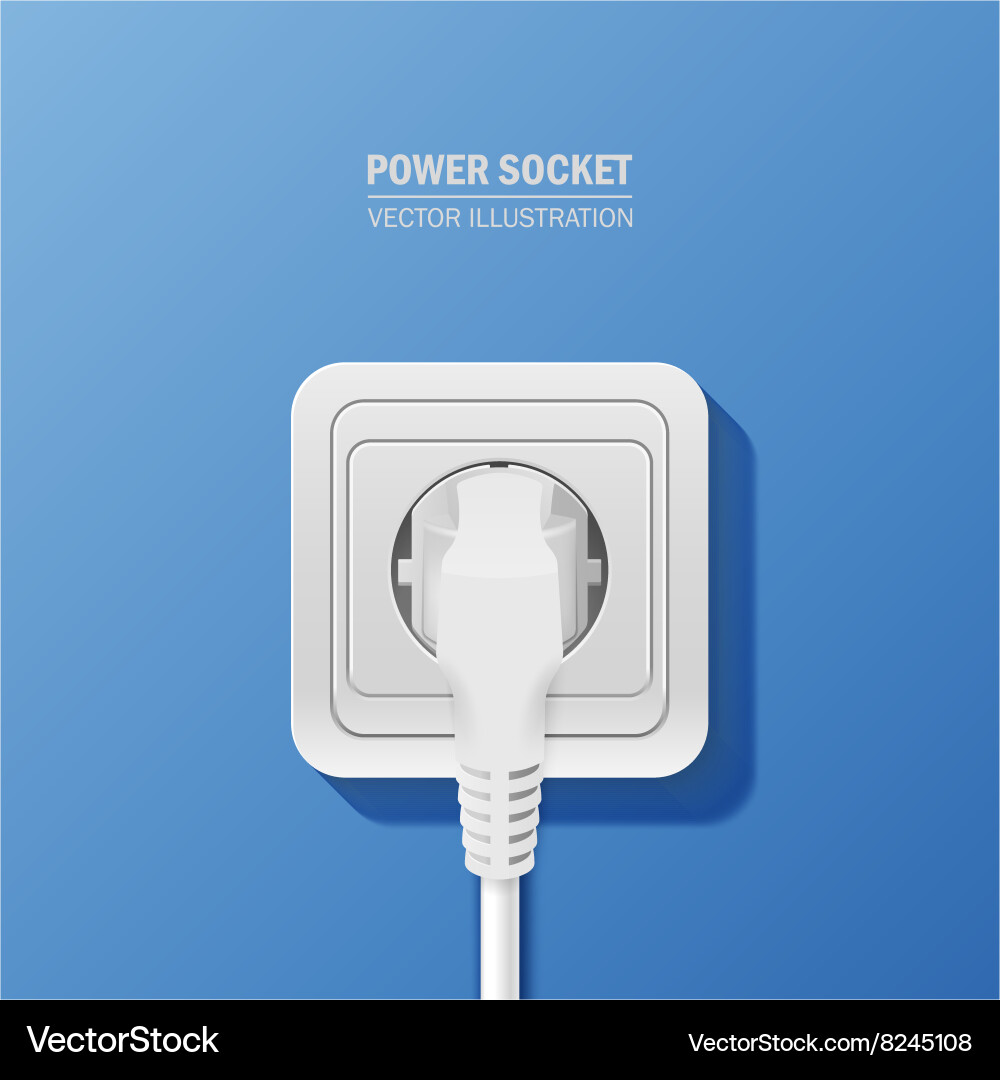 Power socket with cable plugged Royalty Free Vector Image