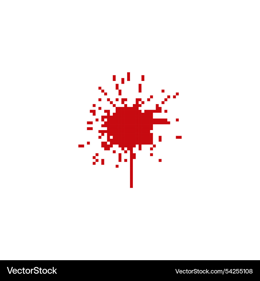 Roter Blutspritzer im Pixel Art Stil pixeliert Vektorbild