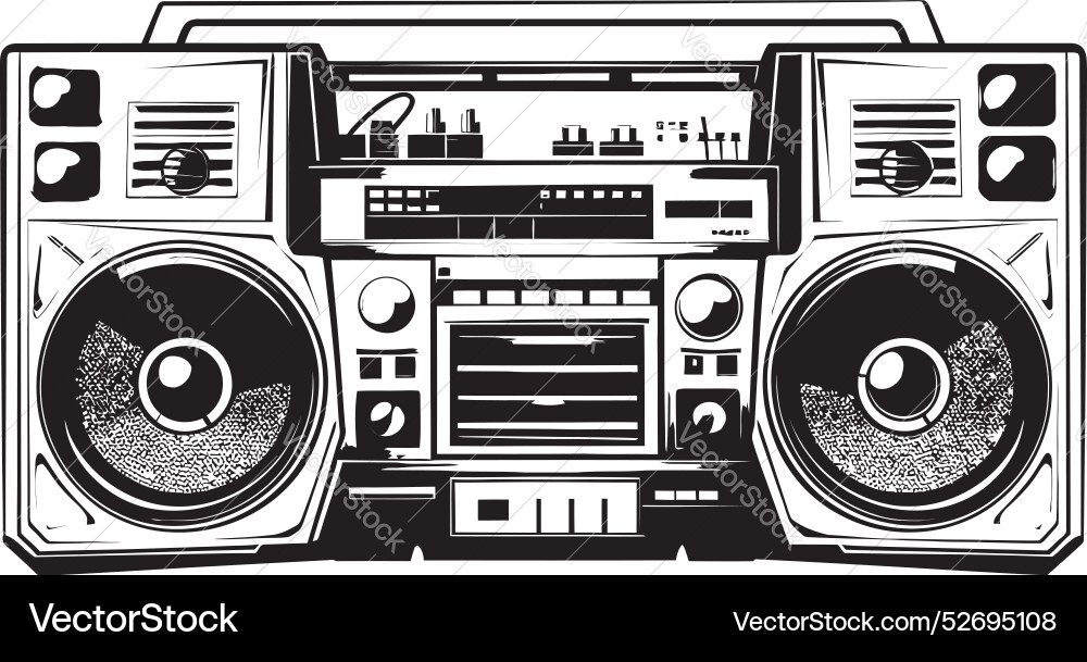 Rhythmic retro boombox design melodic motion hip Vector Image