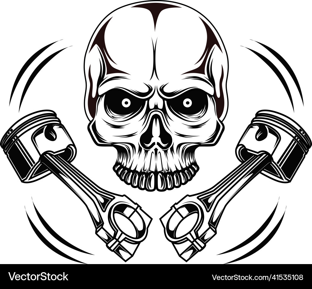 Skull piston hand drawing Royalty Free Vector Image