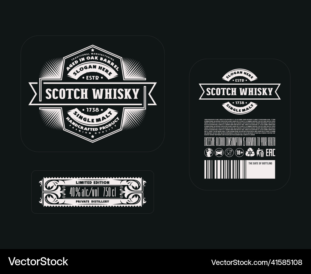 Template decorative label for single malt scotch Vector Image
