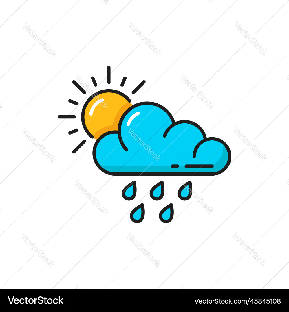Weather forecast cloud rain and sun outline icon Vector Image
