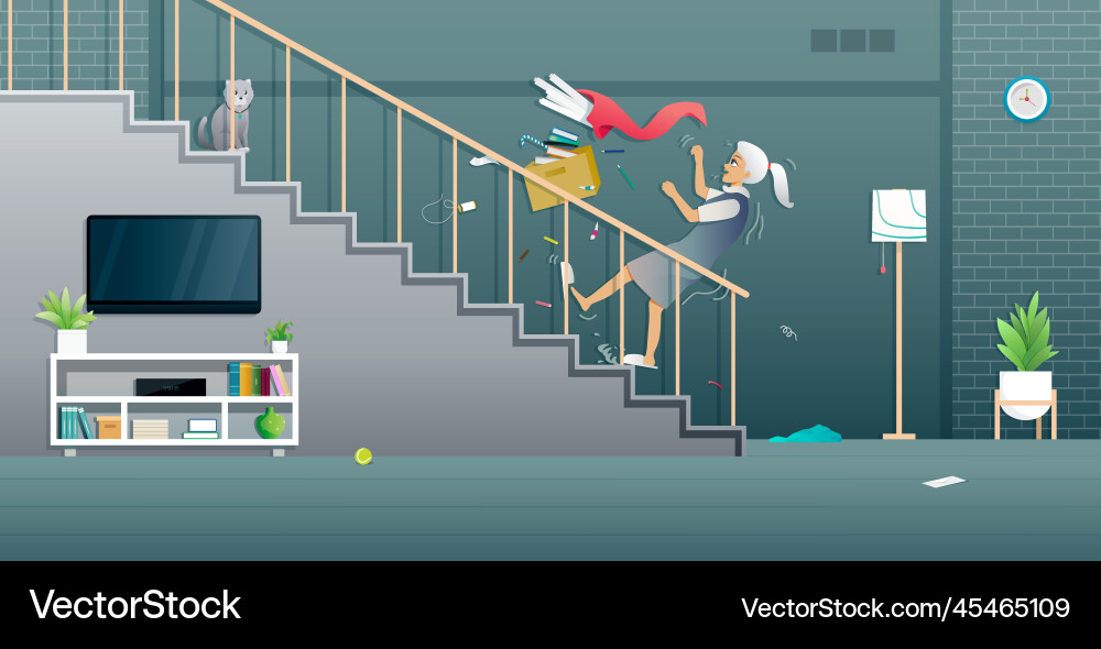 Accident falling down stairs Royalty Free Vector Image