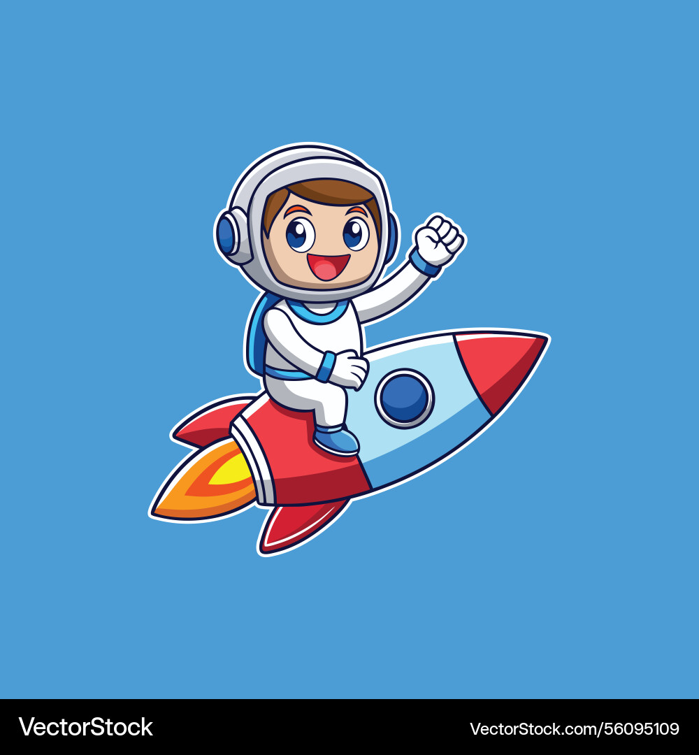 Astronaut riding rocket cartoon Royalty Free Vector Image