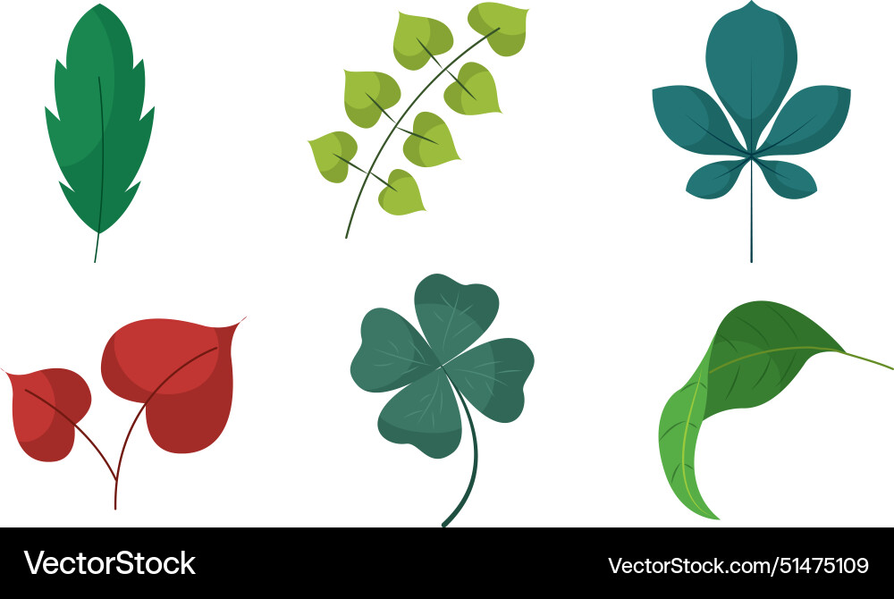 Colored leaves icons set Royalty Free Vector Image