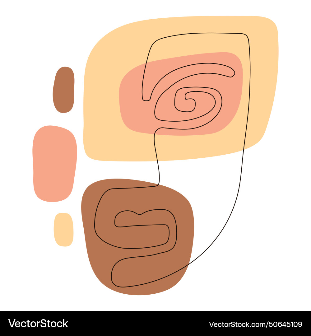 Face one line drawing poster with abstract shapes Vector Image