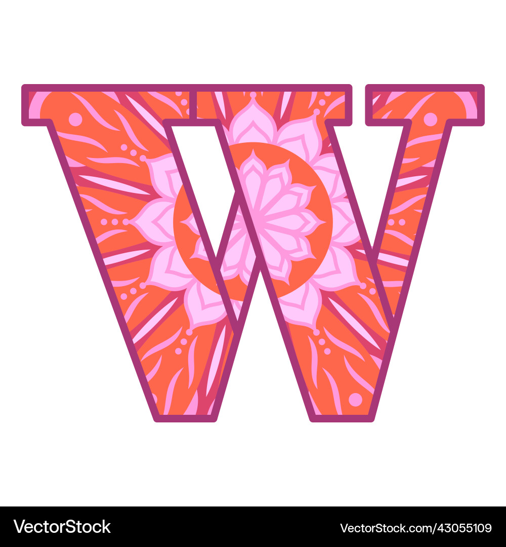 Letter w mandala Royalty Free Vector Image - VectorStock